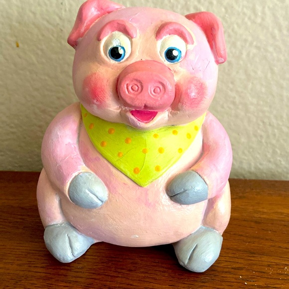 Vintage | Accents | Vintage Plaster Of Paris Re Painted Fat Pig Piggy ...